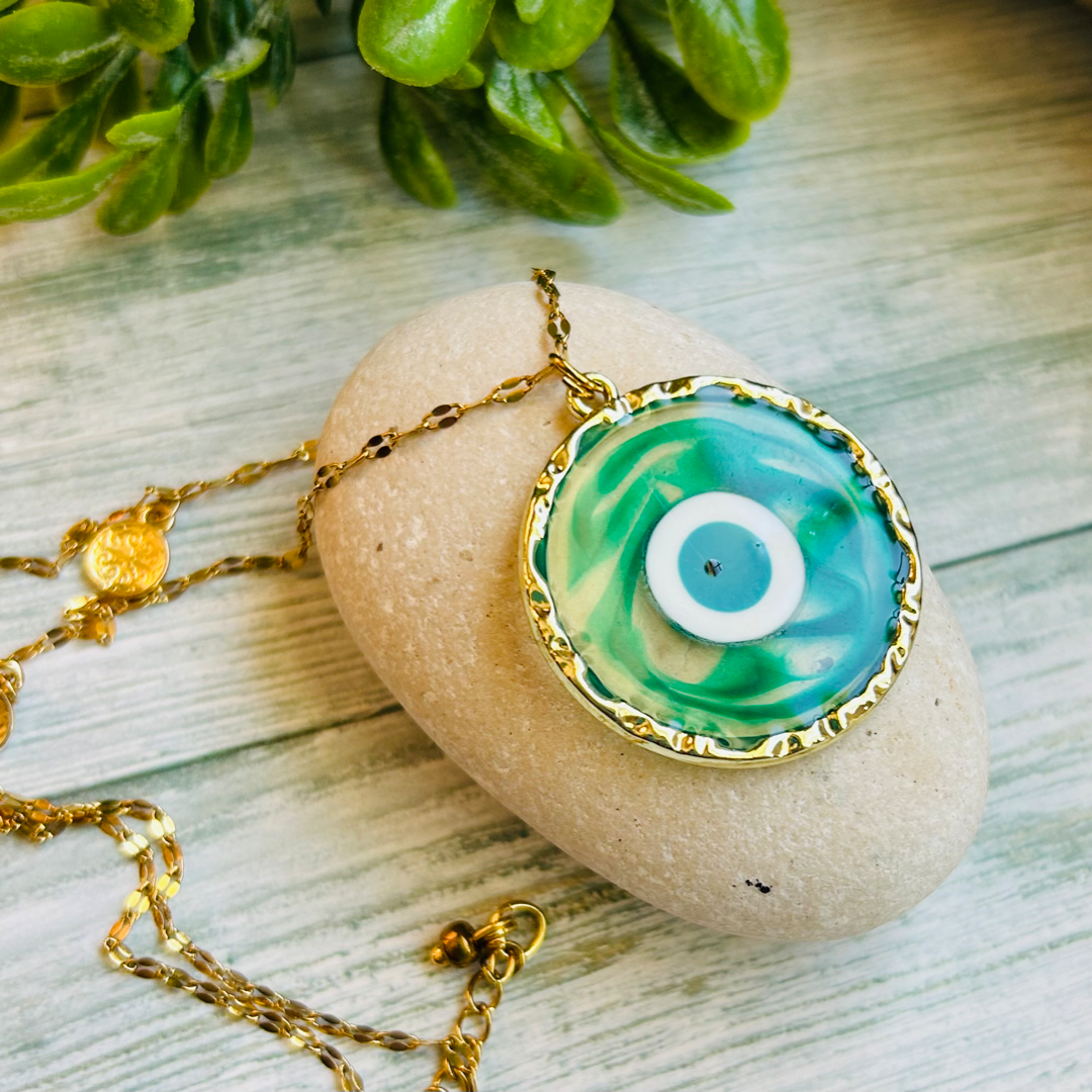 Glass and Gold Mati Necklace – YIAYIASMARKET