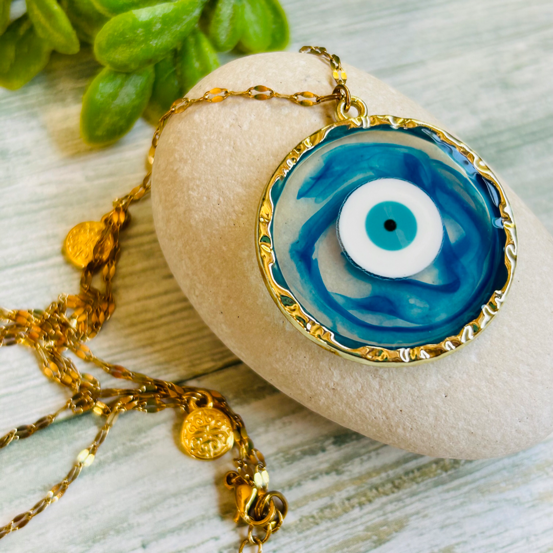 Glass and Gold Mati Necklace – YIAYIASMARKET