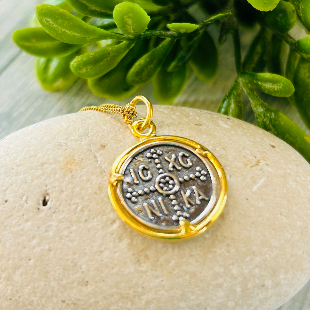 Sterling Silver and Gold Christogram Necklace – YIAYIASMARKET