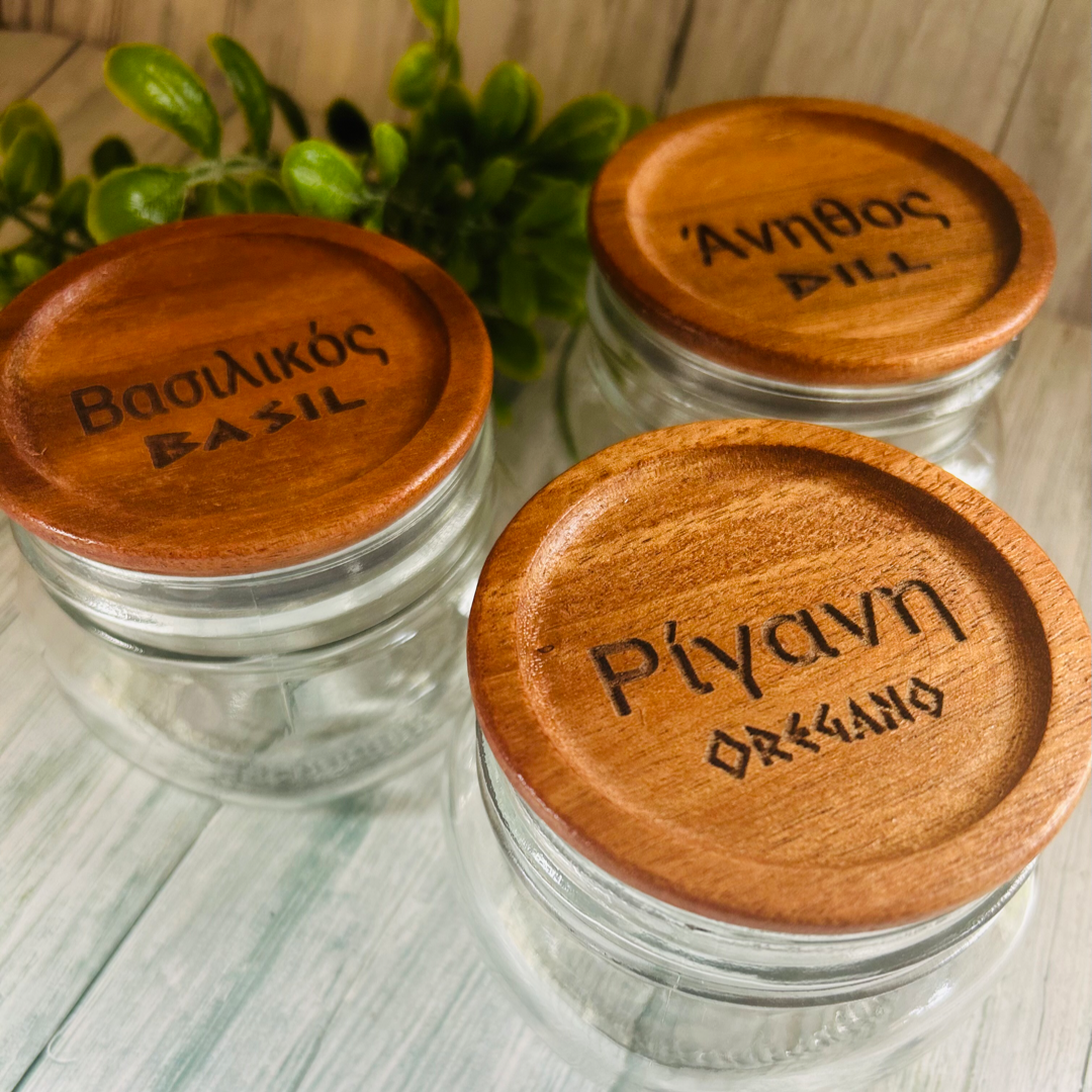 Engraved Spice Wooden Jar Lids© – YIAYIASMARKET